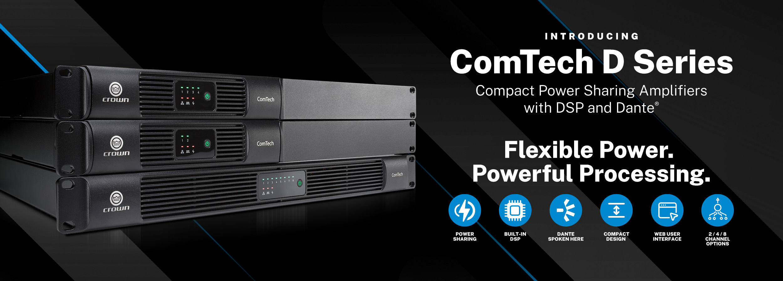 Crown Introduces ComTech D Series Power Sharing Amplifiers with DSP and Dante | Crown Audio ...